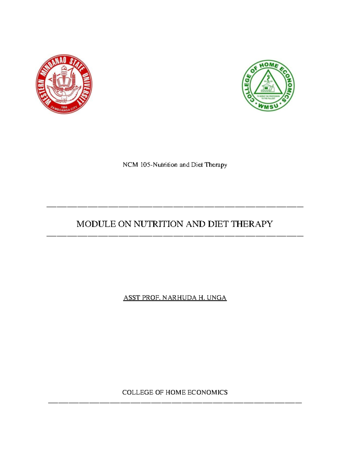 NCM 105 Lecture Notes: Nutrition & Diet Therapy Lessons 1-4 - Studocu