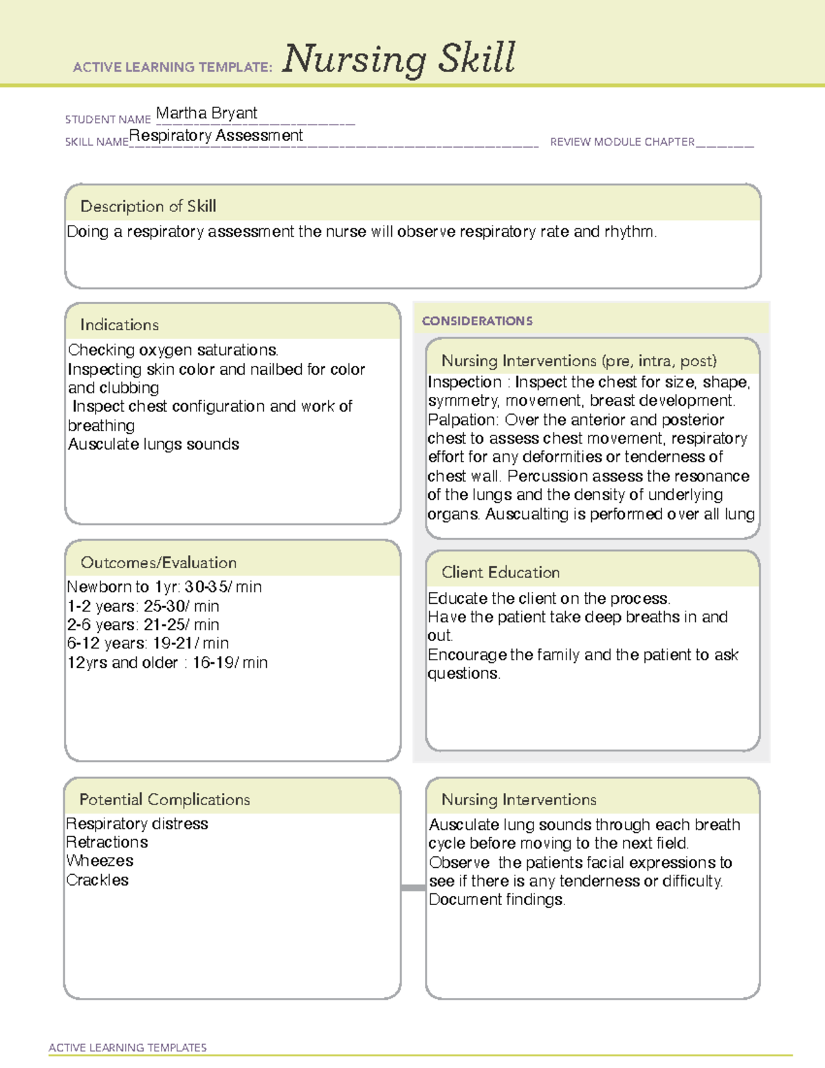 NUR 101: Respiratory Assessment Guidelines and Techniques - Studocu