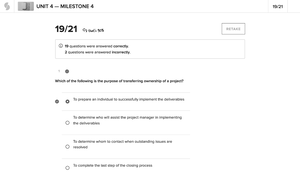 Final Milestone 1 - MILESTONE RETAKE i 21 questions were answered ...