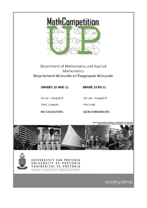 Grade 10 & 11 Math Competition Paper - 2021 - Studocu