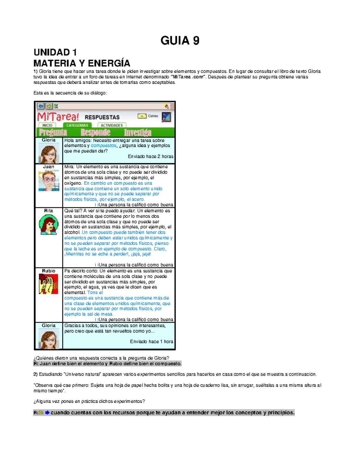 GÍA DE Estudio Modulo 9 - GÍA DE ESTUDIO MODULO 9: UNIVERSO NATURAL. ¿A ...