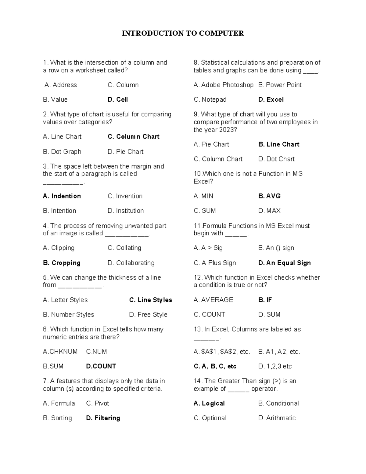 Reviewer IN Introduction to Computer: Key Concepts and Chart Types ...