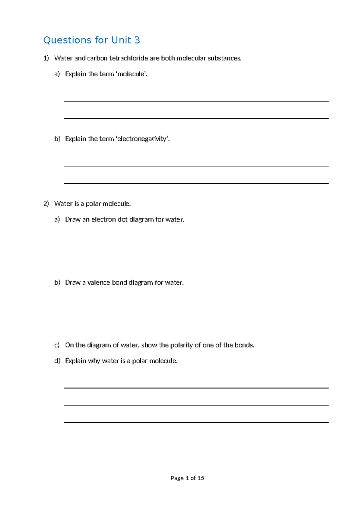 Unit 3 Chemistry Notes: Molecular Interactions & Structures Overview ...