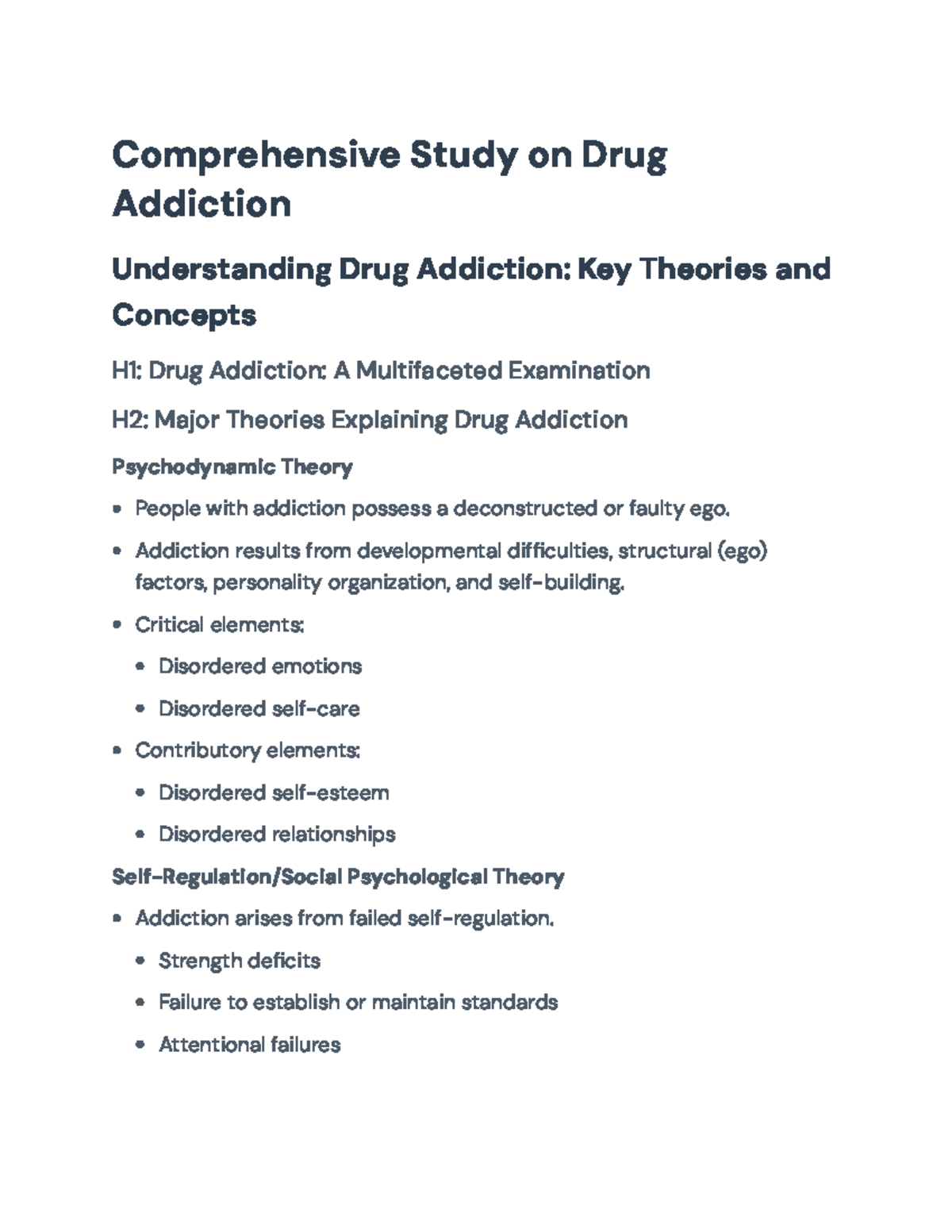 Comprehensive Study on Drug Addiction: Theories & Treatments (PSY 101 ...
