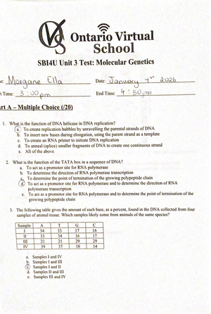 Biology - Grade: 12 - High School - Canada - Studocu