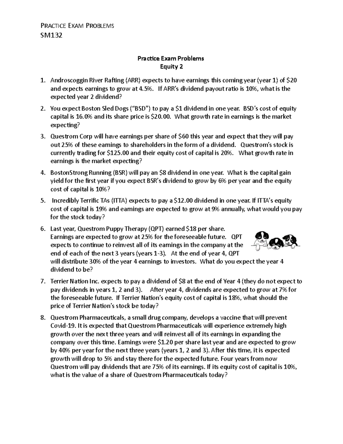Practice Exam Problems 12 - Equity 2 - PRACTICE EXAM PROBLEMS SM ...