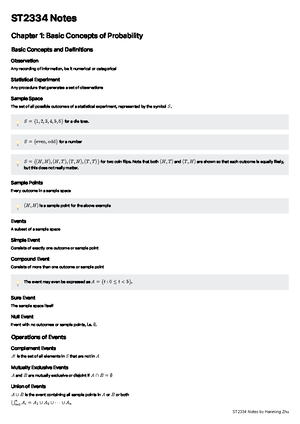 ST2334 Finals Cheatsheet - ST2334 - Studocu