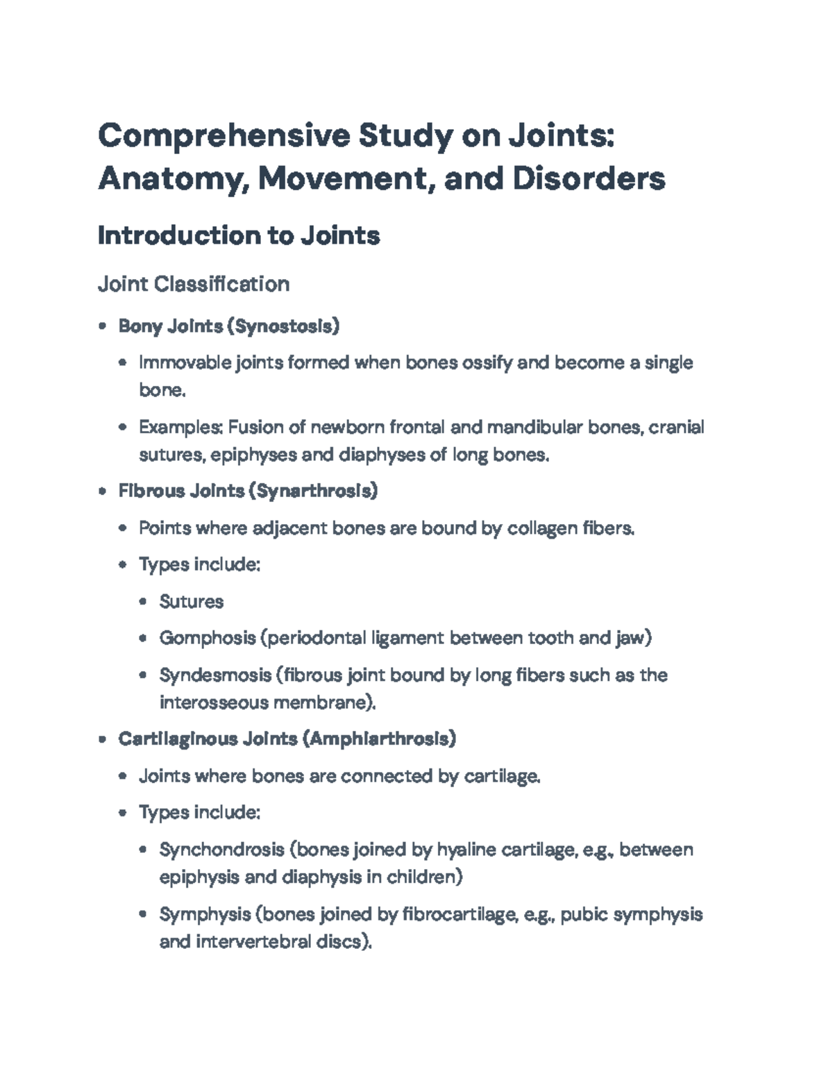 Comprehensive Analysis of Joints: Anatomy, Movements, and Disorders - Comprehensive Study on ...