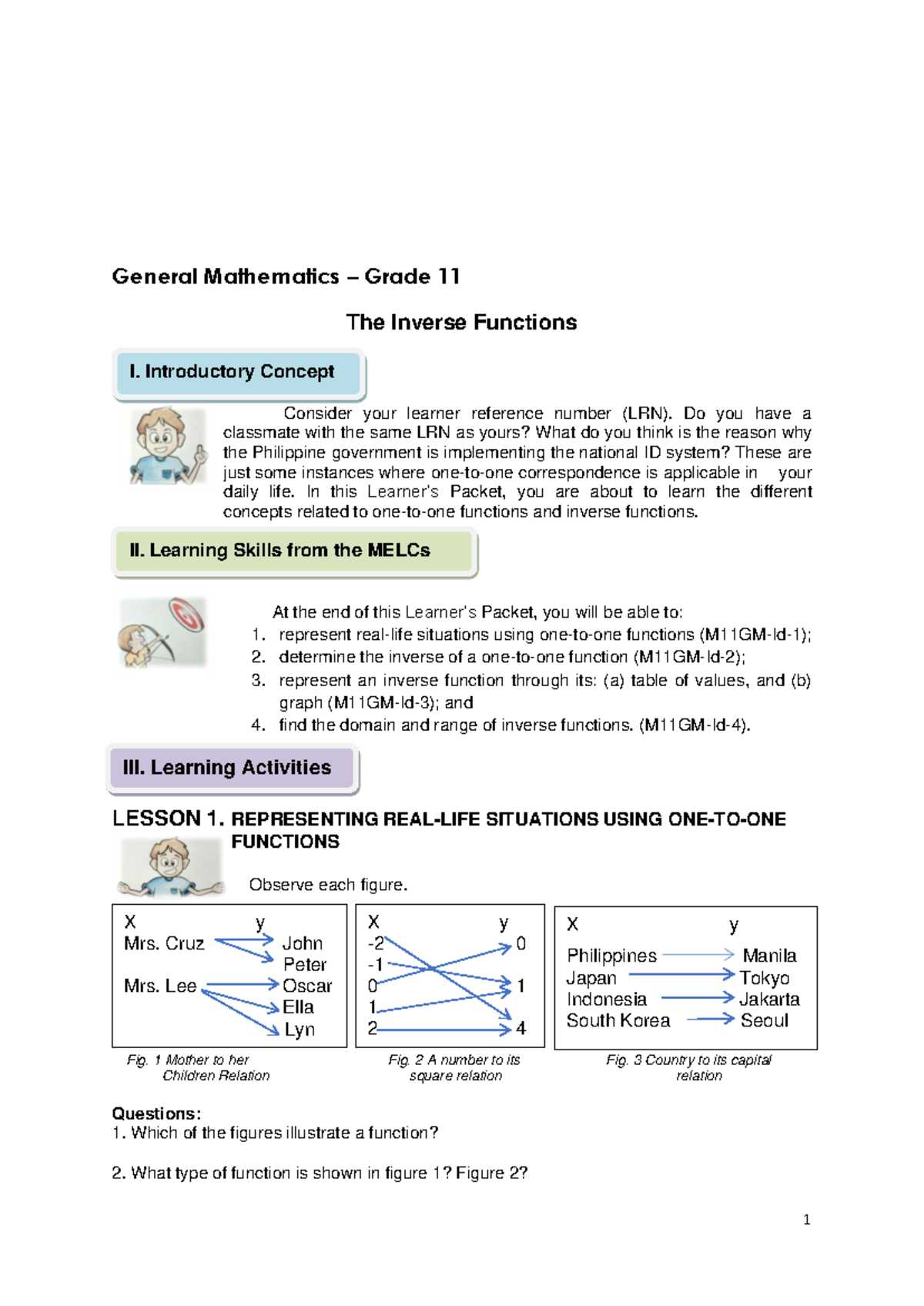 Grade 11 General Math: Inverse Functions Study Guide (Q1) - Studocu