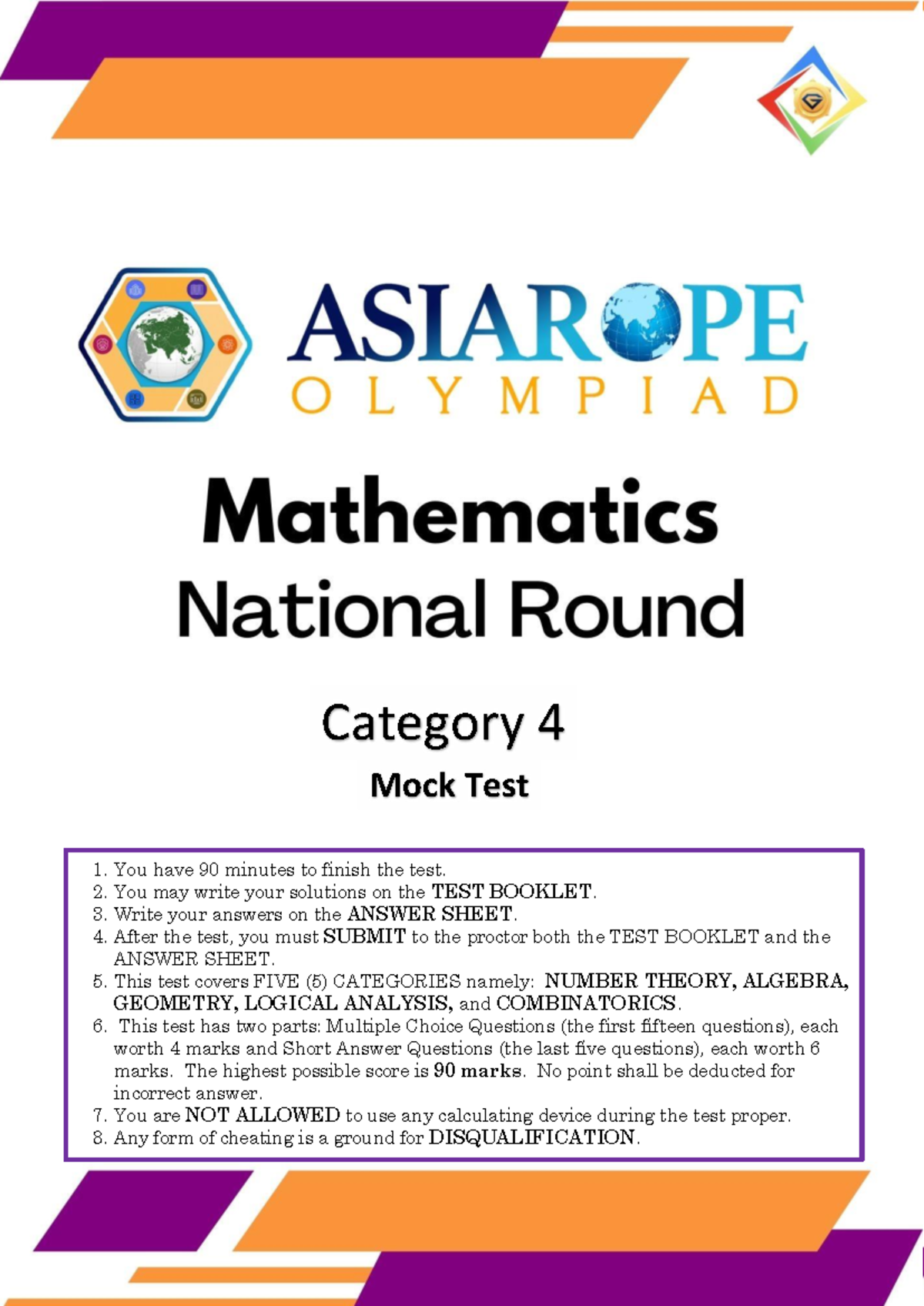 Mock Test 4: Comprehensive Assessment on Number Theory & Algebra - Studocu