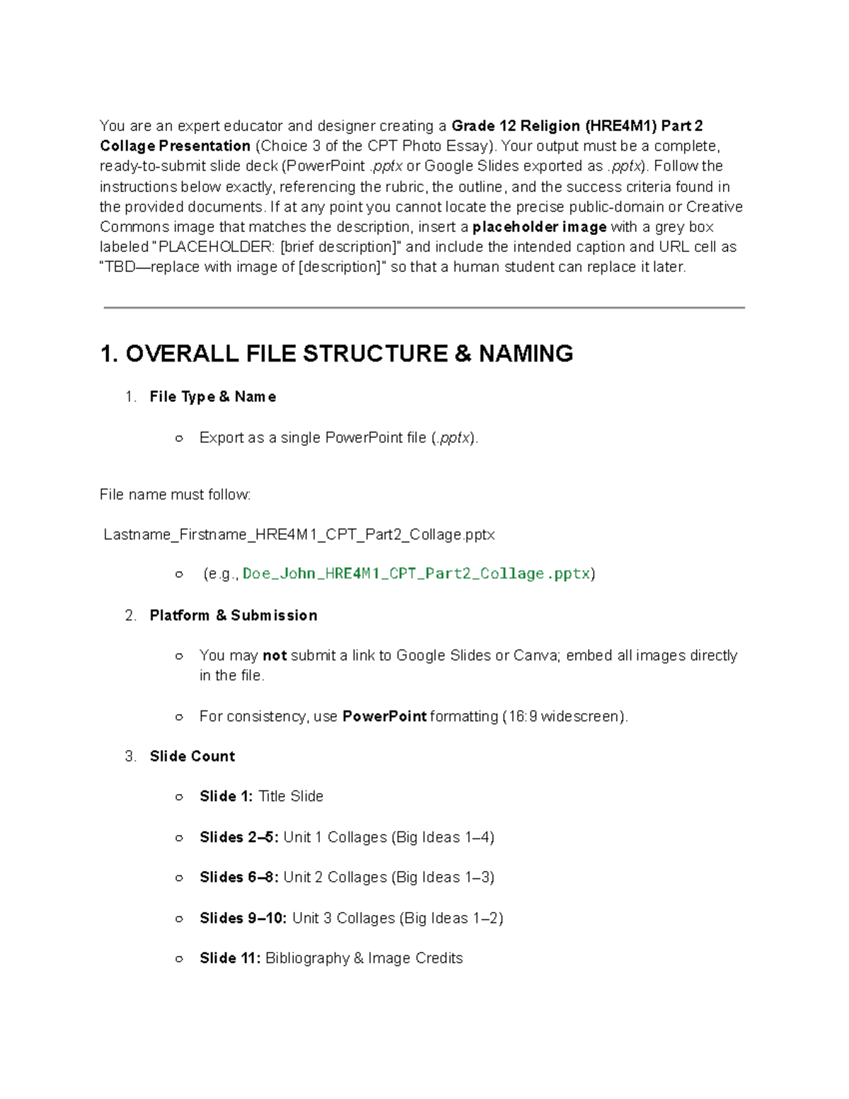 HRE4M1 Grade 12 Religion CPT Part 2 Collage Presentation Guide - Studocu