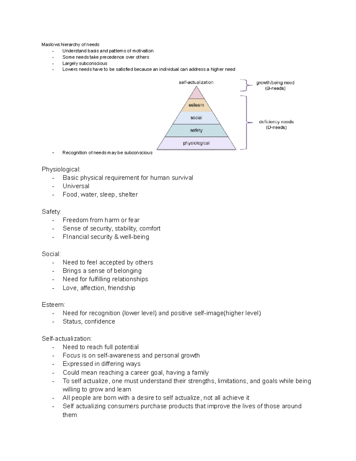 MOS final - Maslows hierarchy of needs - Understand basis and patterns ...