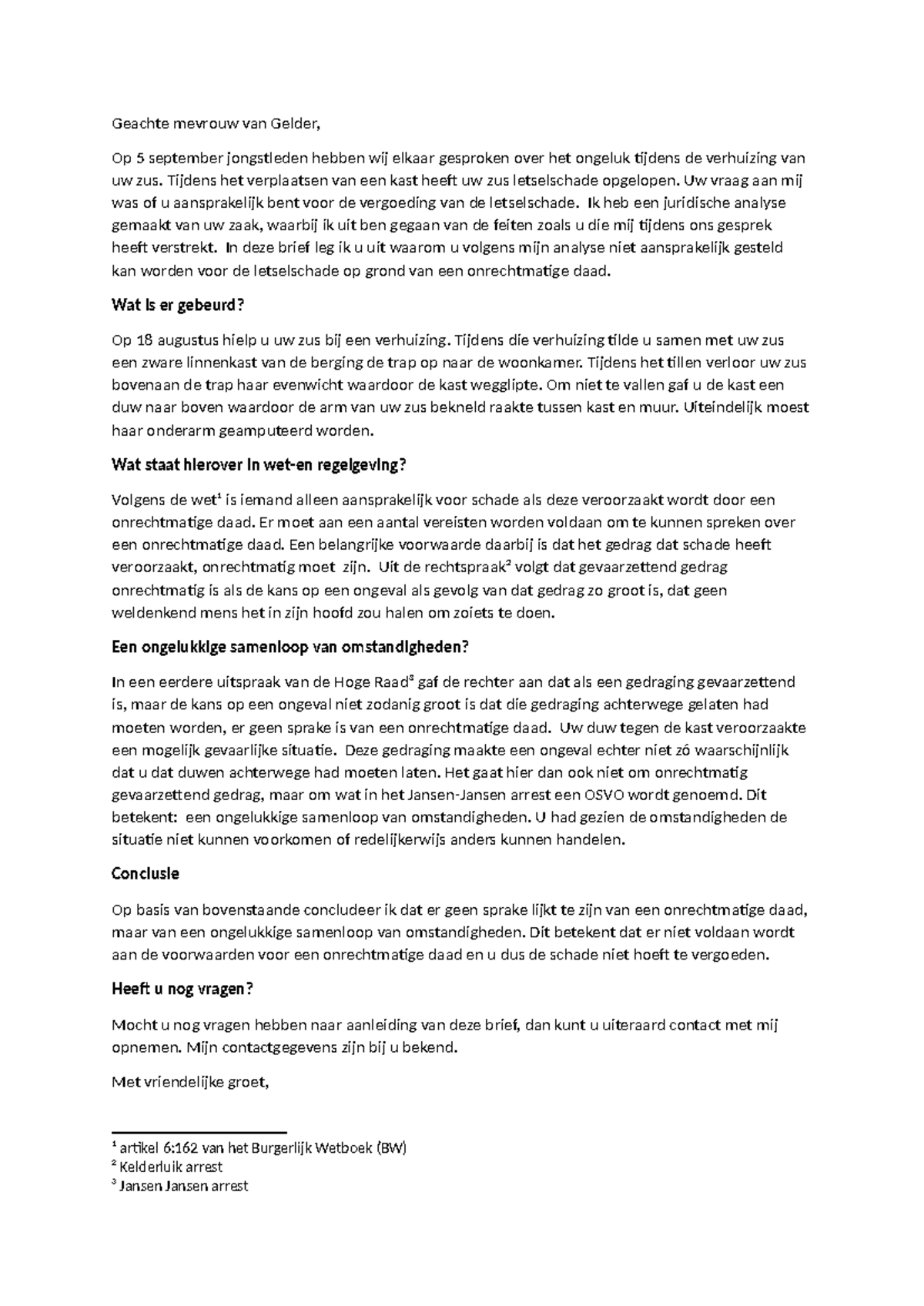 Informatieve Brief over Aansprakelijkheid bij Letselschade: Juridische ...