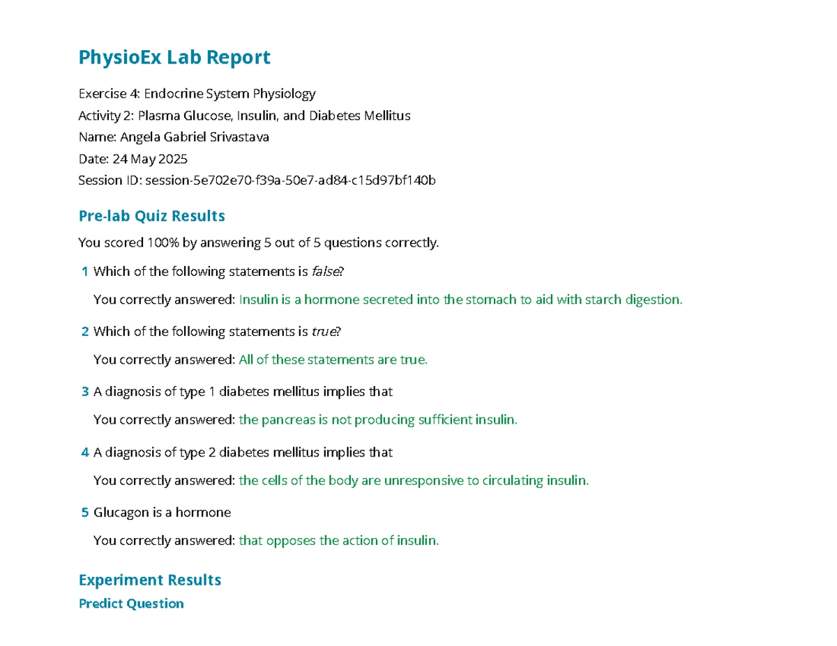 PhysioEx Lab Report: Exercise 4 - Endocrine System & Hormone Therapy ...