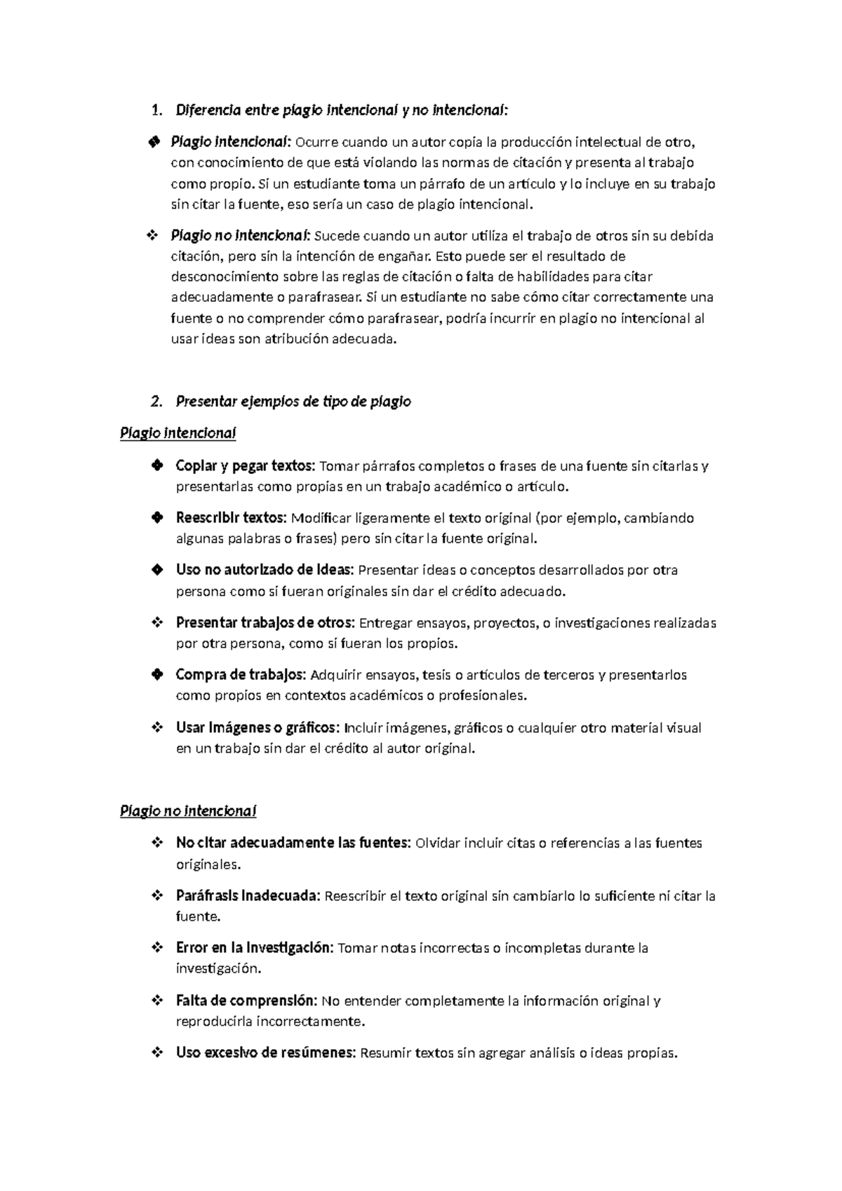 Diferencias entre Plagio Intencional y No Intencional en Estudios - Studocu