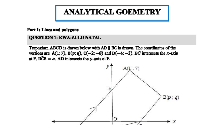 Analytical Geometry Exam Review: Lines & Polygons (Part 1) - Studocu