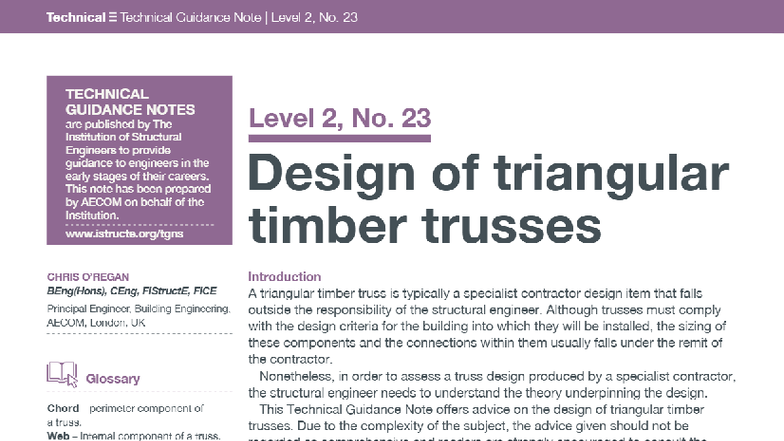 Design of triangular timber trusses Technical Guidance Note (Level 2 ...