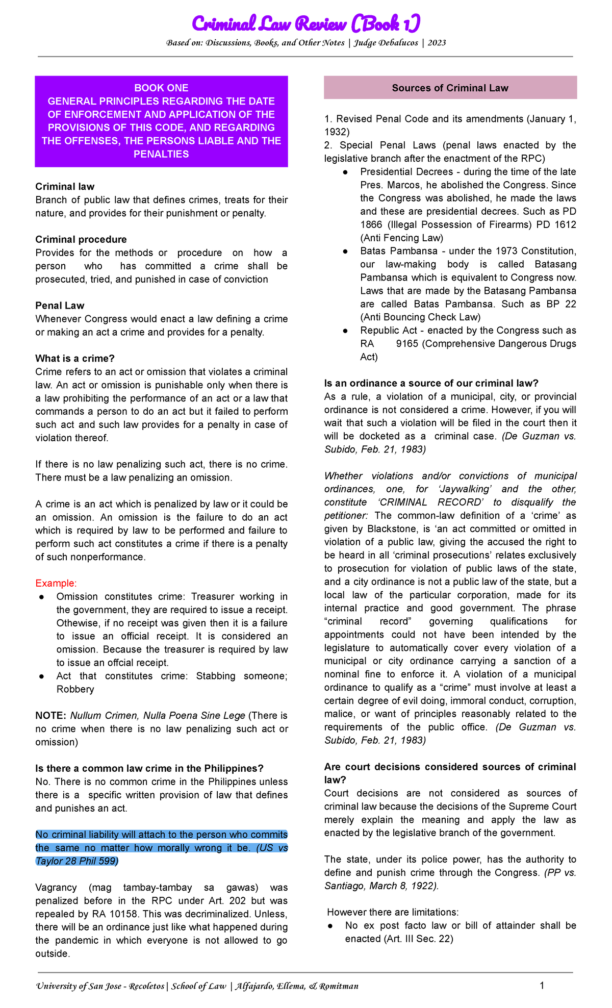 Criminal Law Review (Book 1) - General Principles & Key Concepts 2023 ...