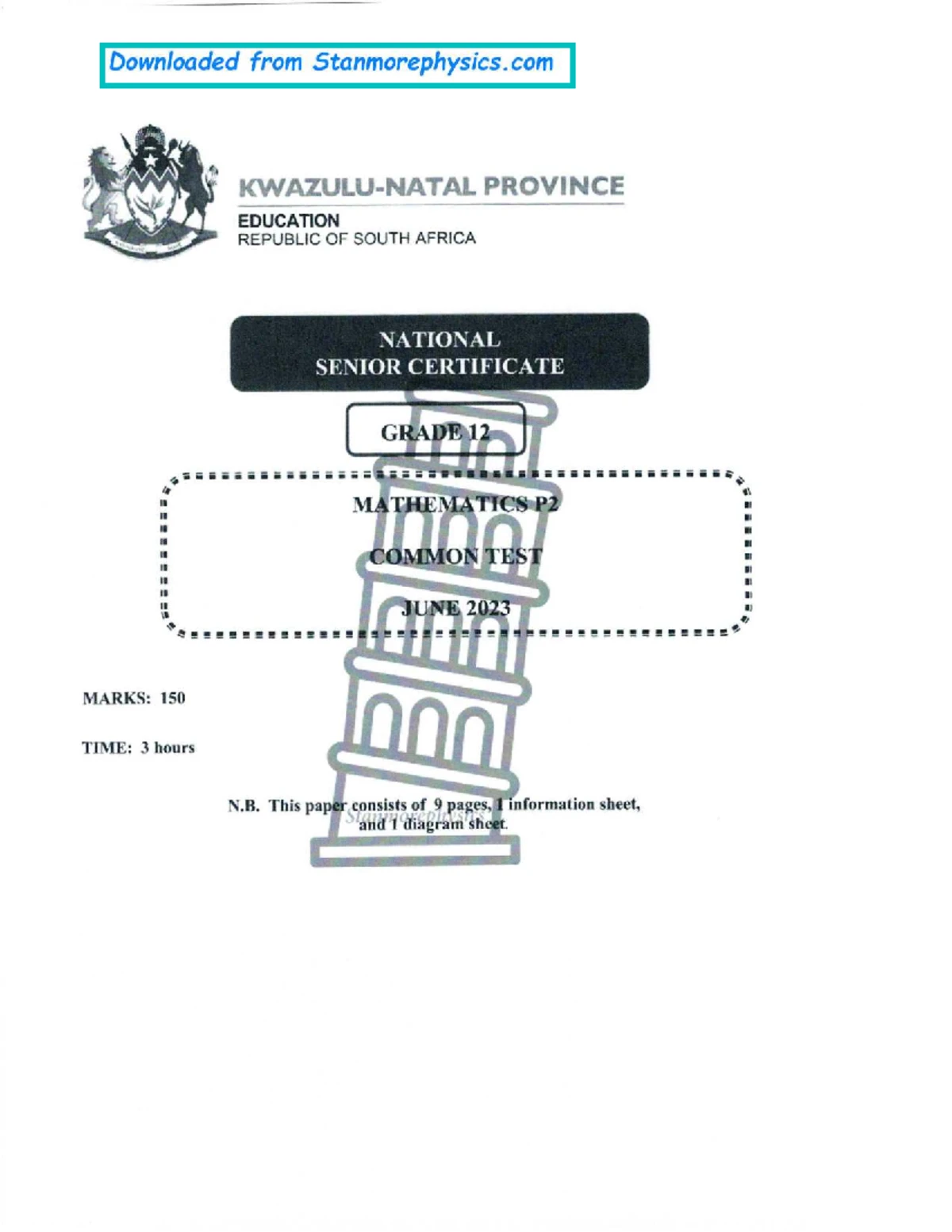 Grade 12 Mathematics June 2023 Exam Paper 2 (GR12 0623) and Memo - Studocu