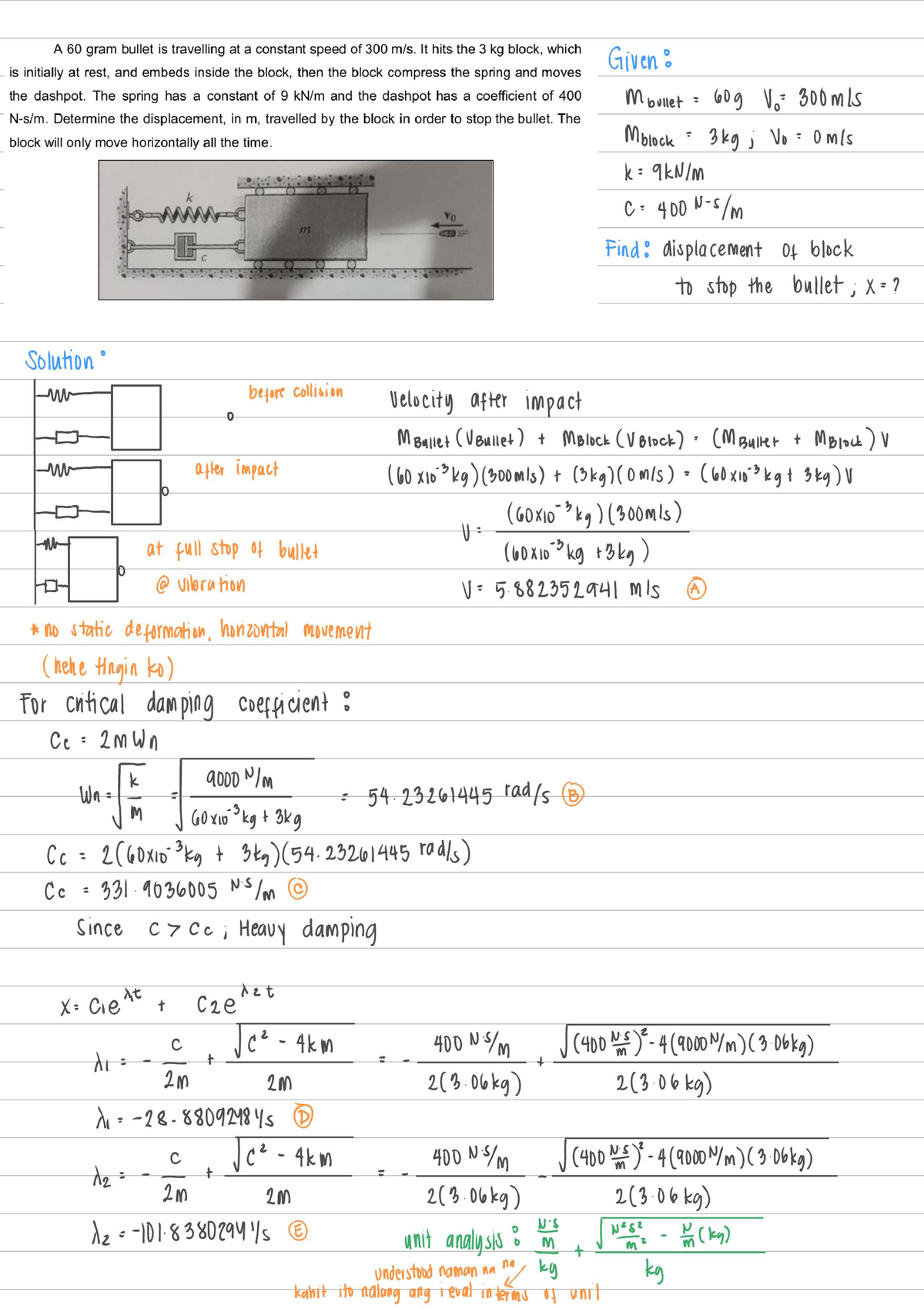 VIB 101 - Vibration Analysis: Bullet-Block Collision & Damping ...