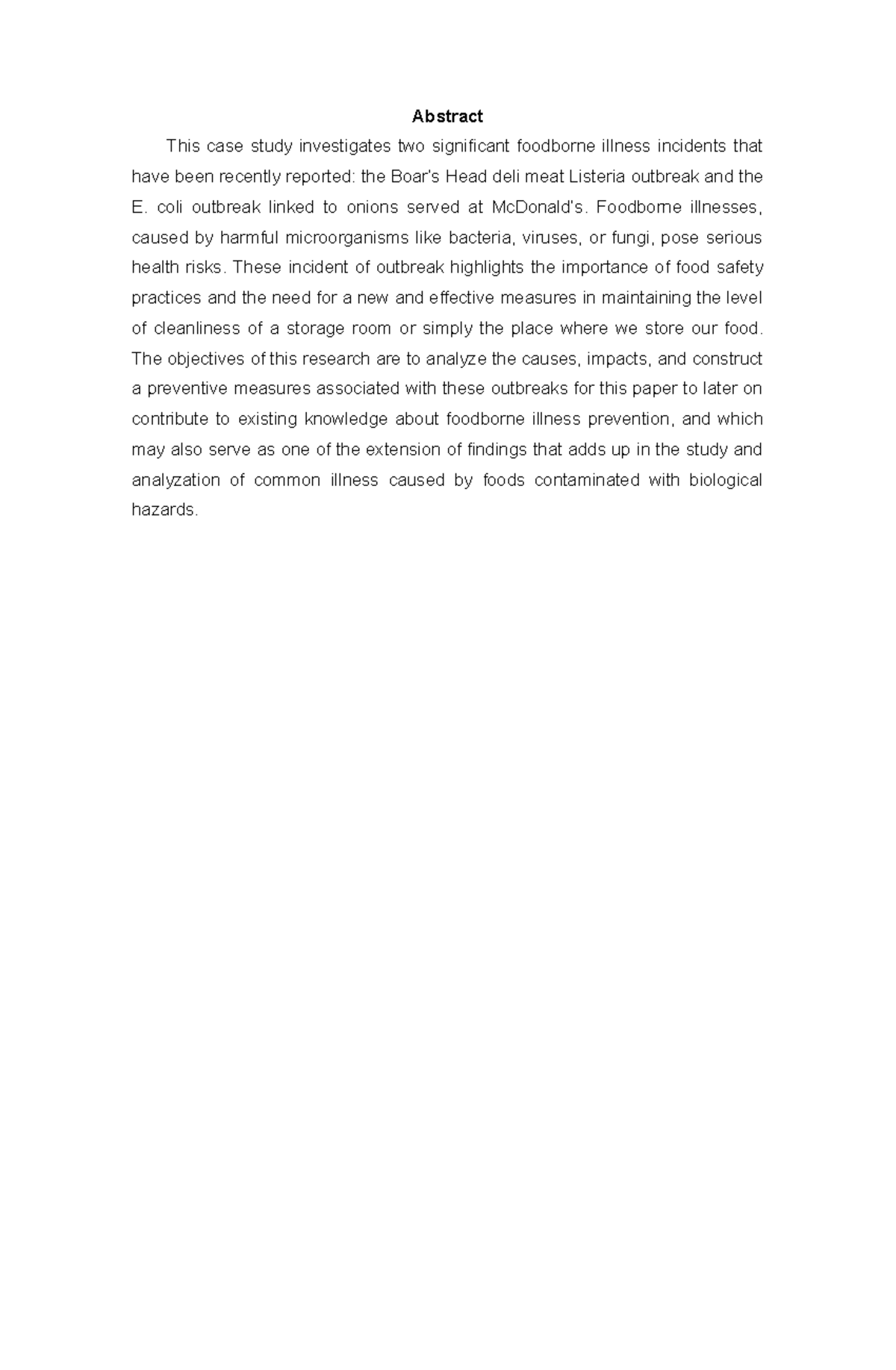 Case Study: Foodborne Illness Outbreaks - Listeria & E. coli Analysis ...