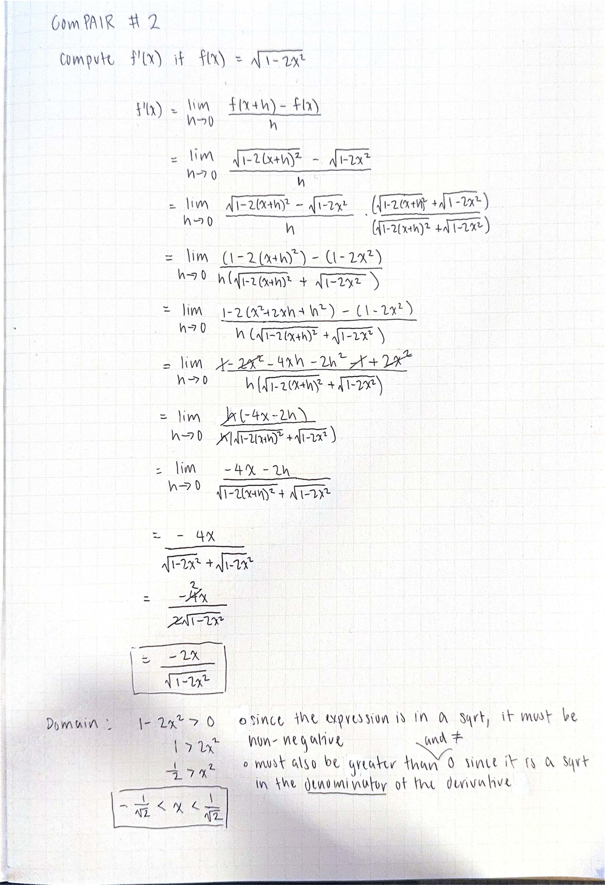 CompAIR 2 - Derivative and Limit Calculations - Studocu