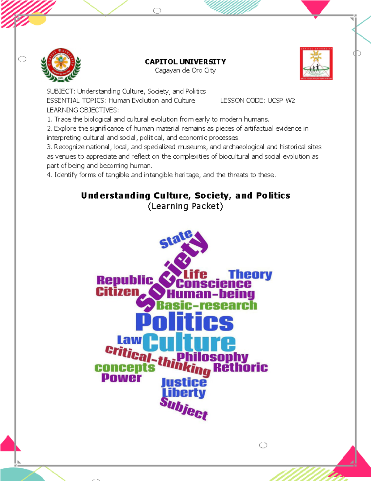 UCSP W Module 2: Understanding Human Evolution and Culture Notes - Studocu