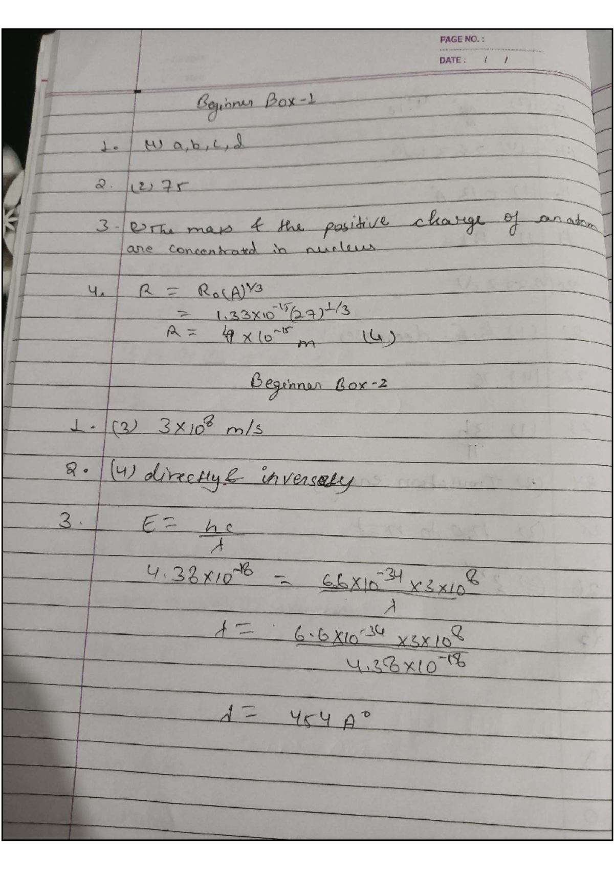 Atomic Structure Questions (Course Code: ATOM 101) - Studocu