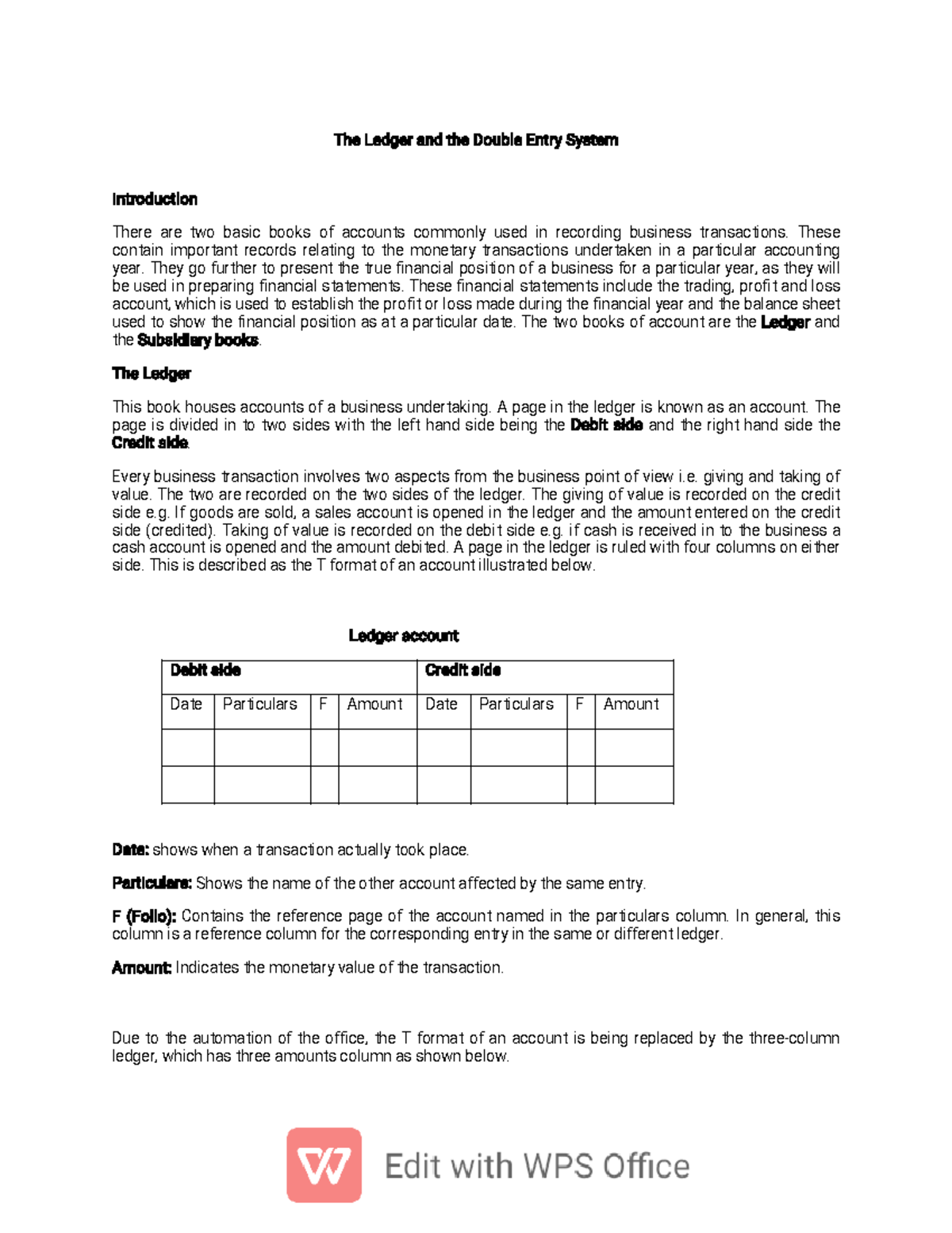 The Ledger and the Double Entry System: Key Concepts and Advantages ...