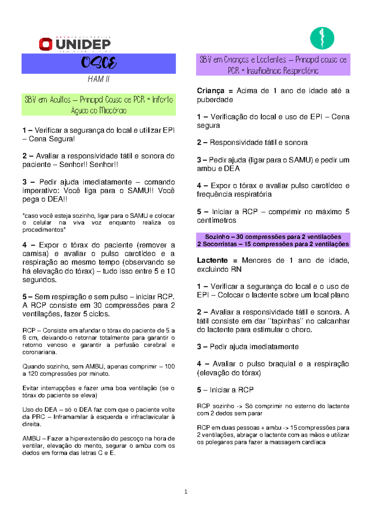 OSCE - HAM II - Prova de Suporte Básico de Vida em Crianças e Adultos ...