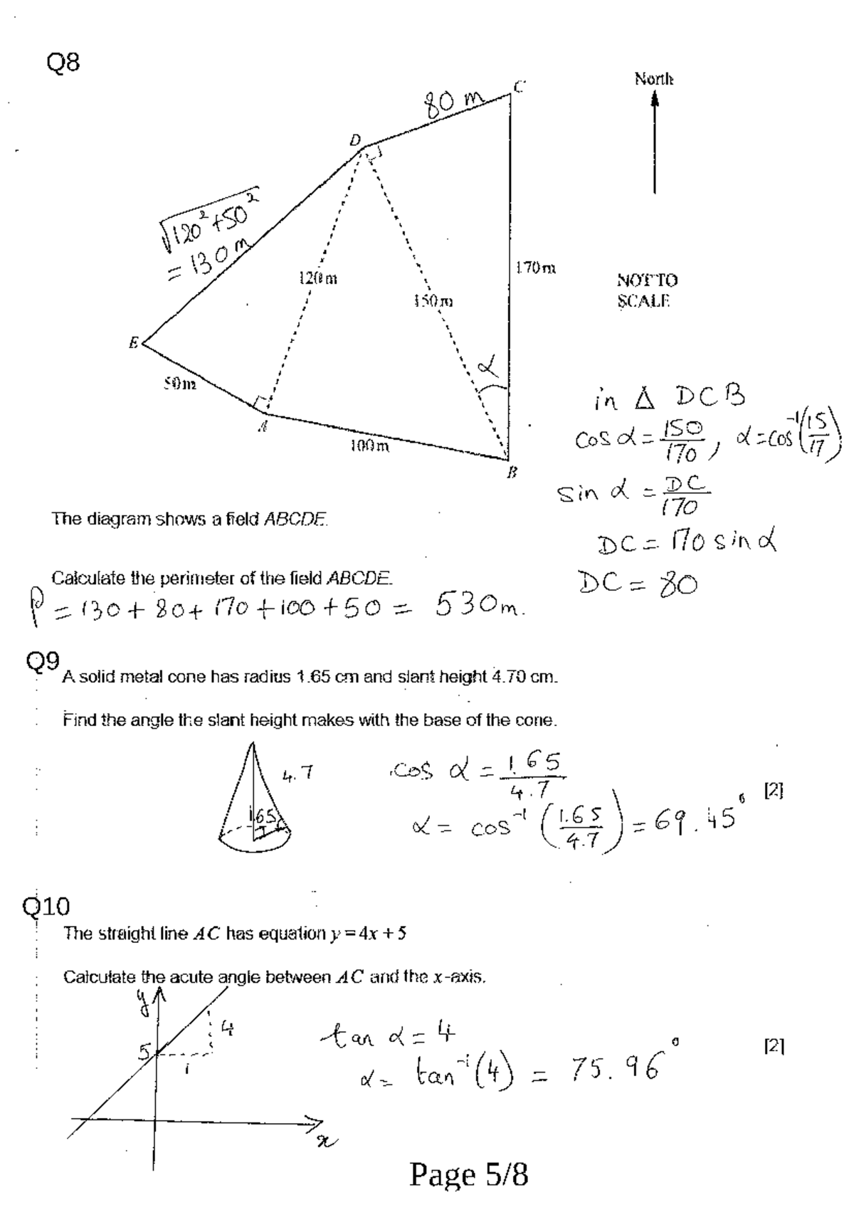 Chapter 15: Scale Drawings, Bearings & Trig Practice 1 Solutions Pt. 2 ...