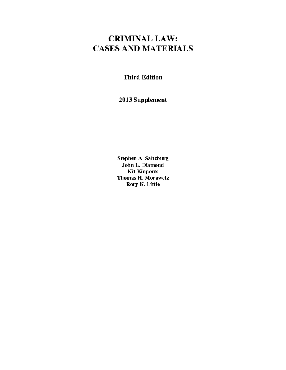 Criminal Law Cases & Materials: Core Concepts & Key Cases (3rd Ed ...