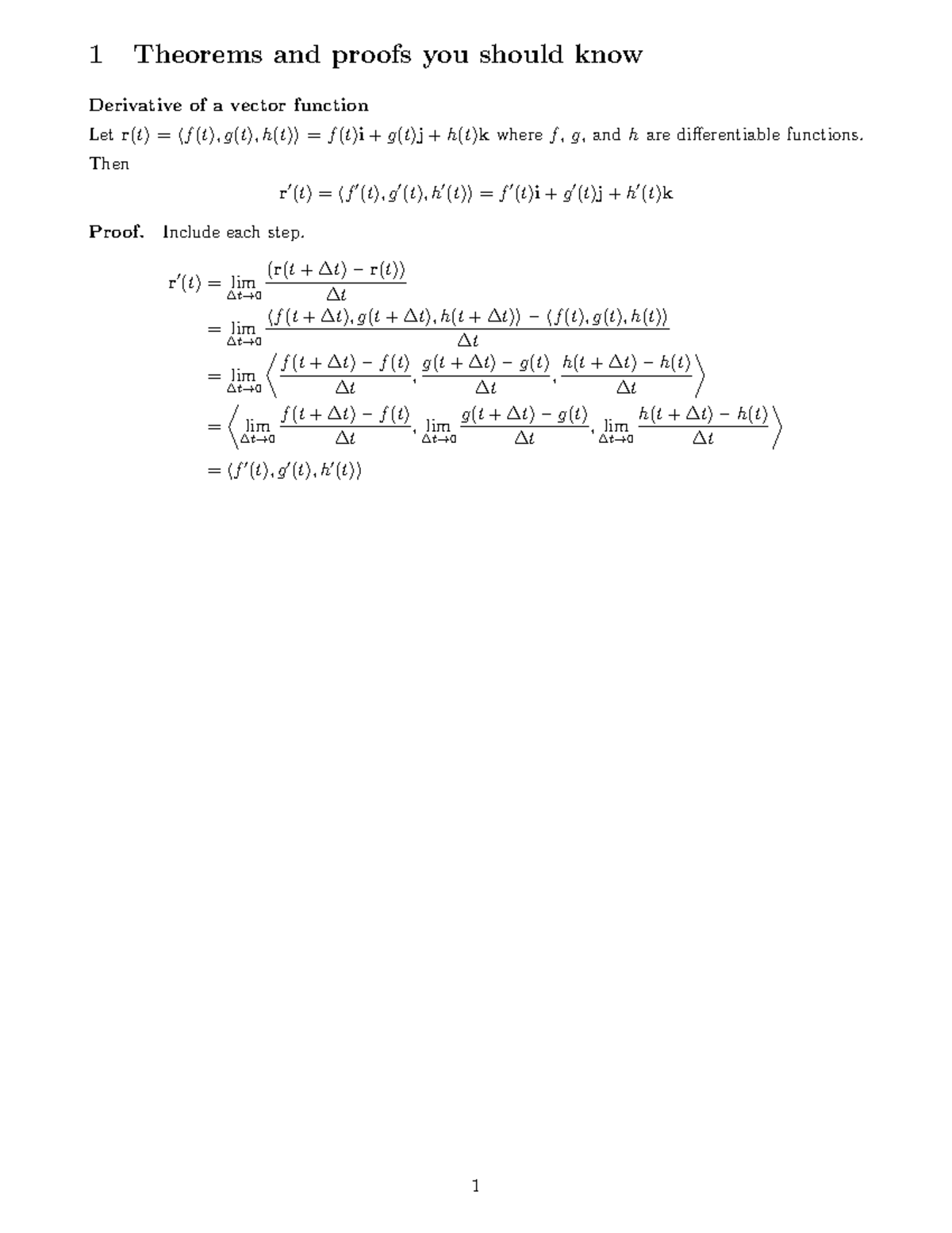 Proofs and Theorems for Vector Functions in Calculus (MATH 101) - Studocu