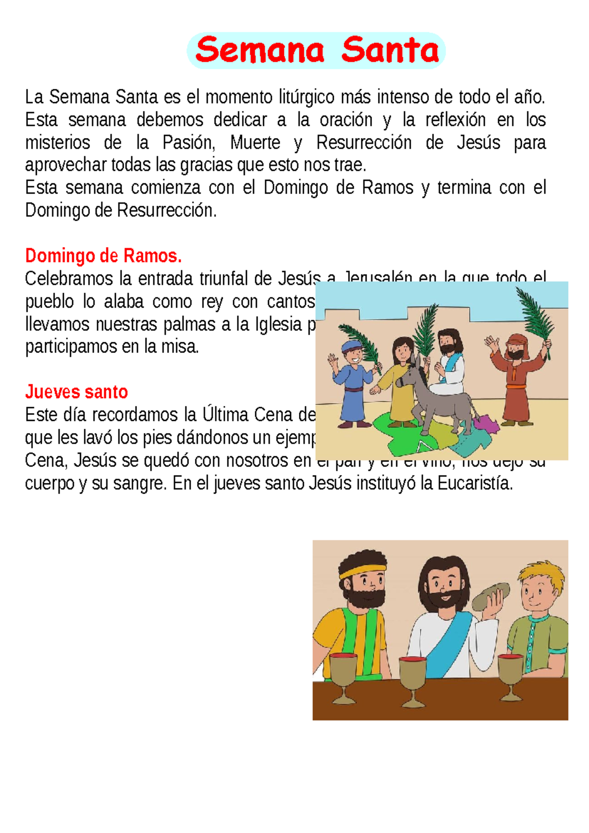 F. semana santa - comprension de lectura - Semana Santa . La Semana ...