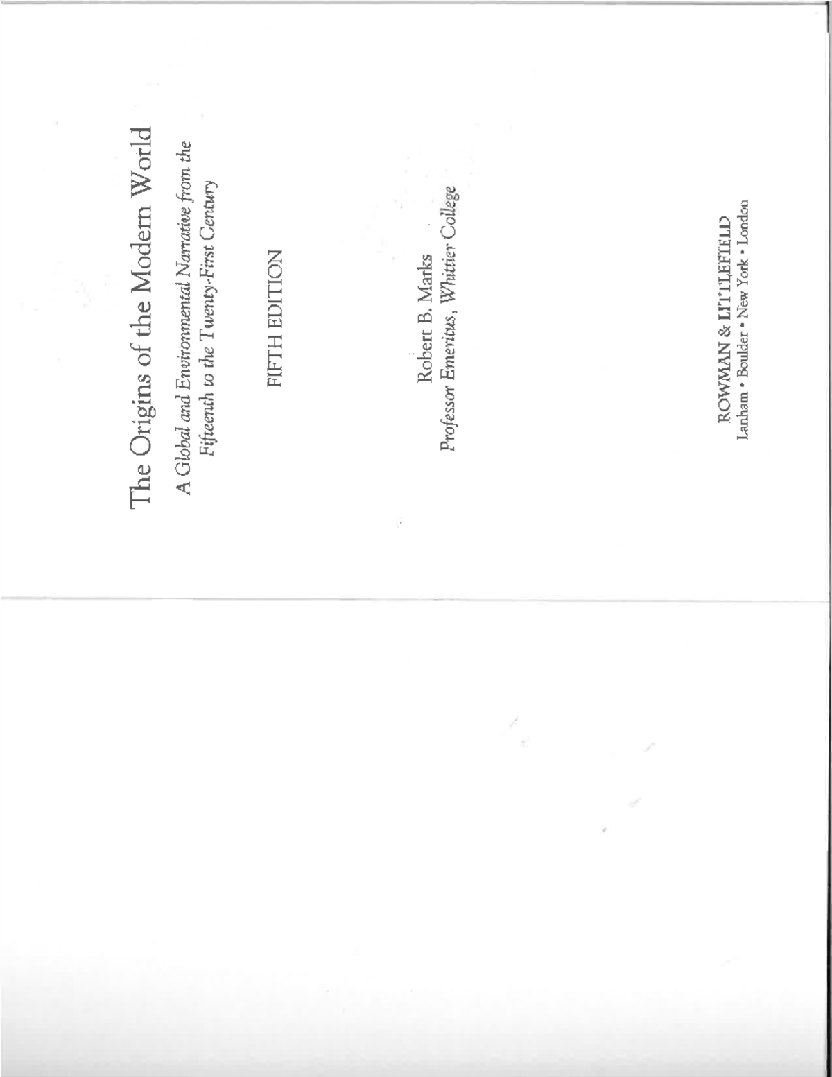 2816 001 - Notes on "The Origins of the Modern World" (5th Edition ...