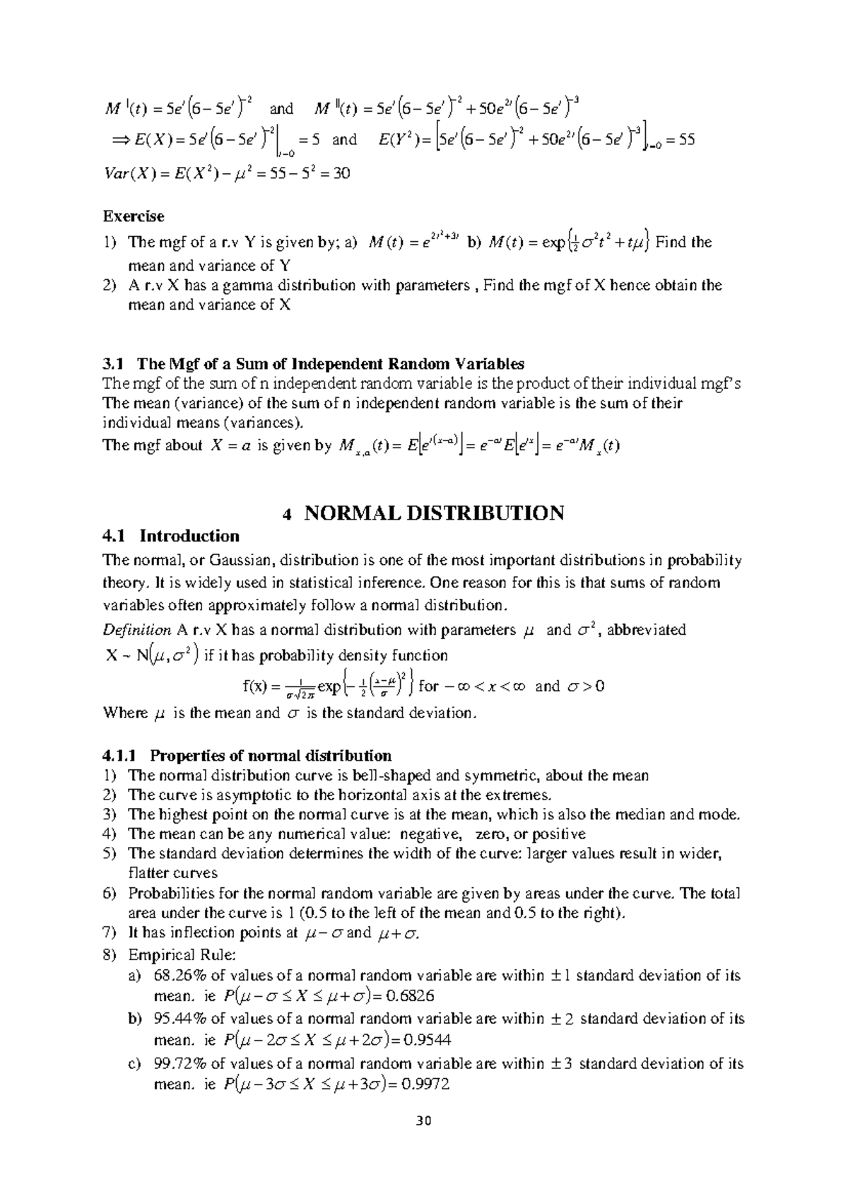 Normal Distribution - Lecture Notes for Probability and Statistics 2 ...
