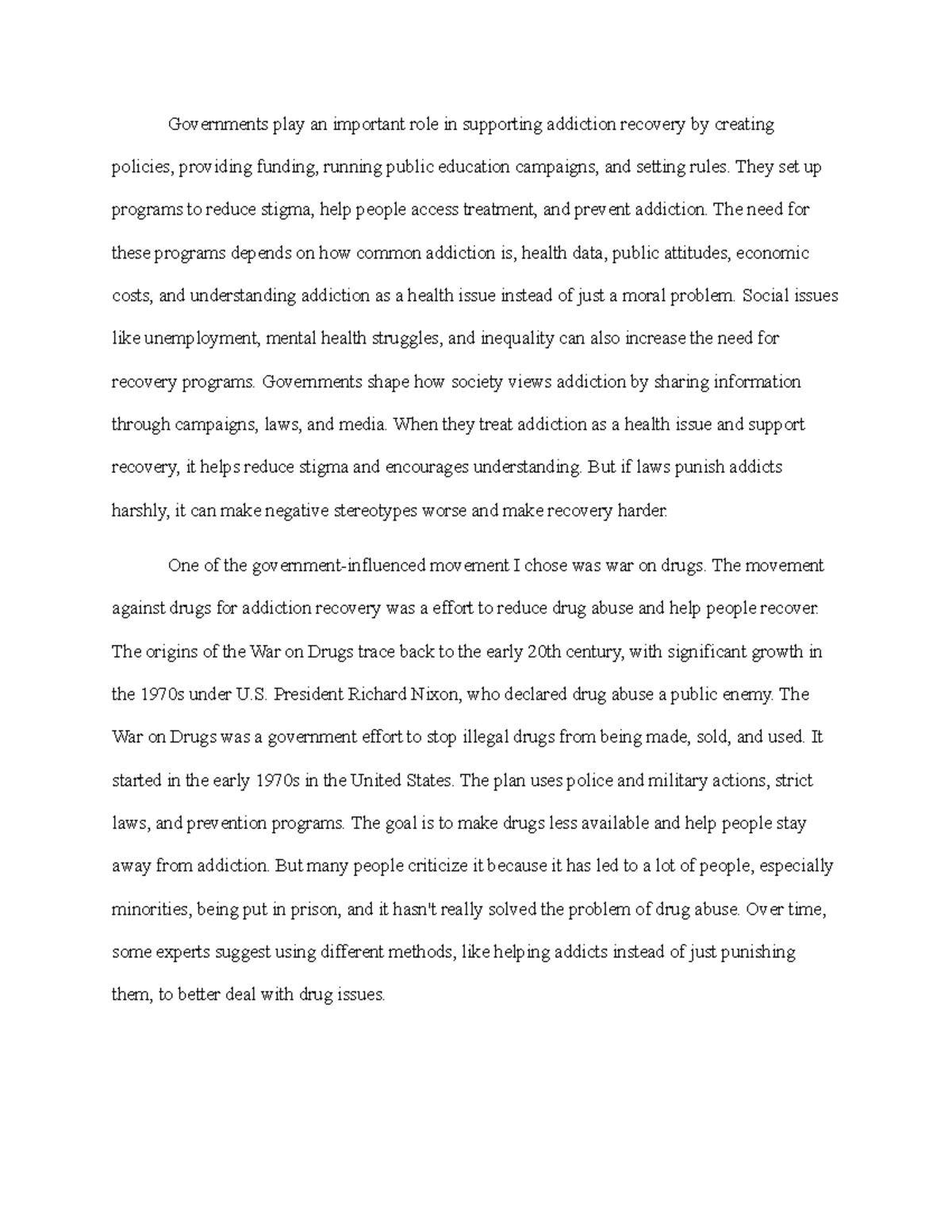 Governments and Addiction Recovery: The Impact of Policies and ...