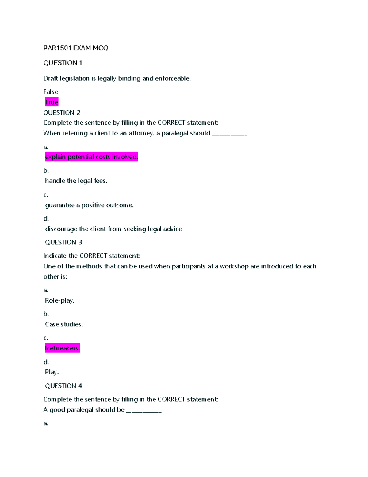 PAR1501 FINAL EXAM MCQ QUESTIONS AND ANSWERS - Studocu