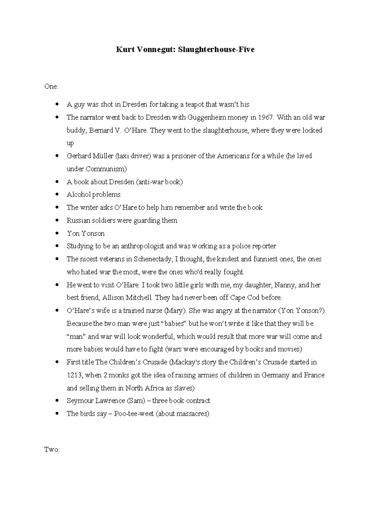 Kurt Vonnegut: Slaughterhouse-Five Analysis and Insights - Studocu