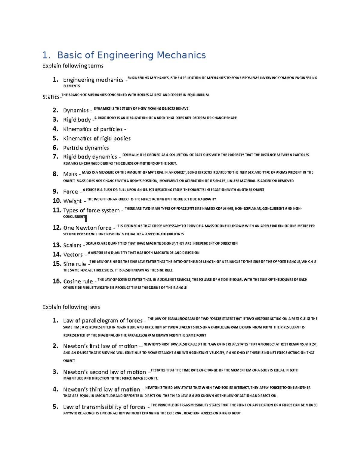 Engineering Mechanics Notes - ENGINEERING MECHANICS [SUBJECT CODE-ME101 ...