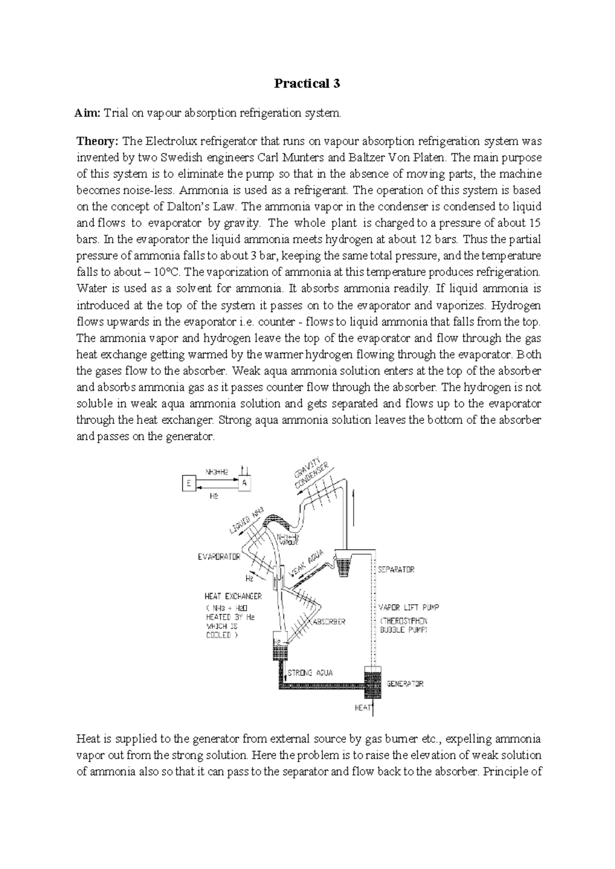 RAC Practical 3: Vapour Absorption Refrigeration System Overview - Studocu