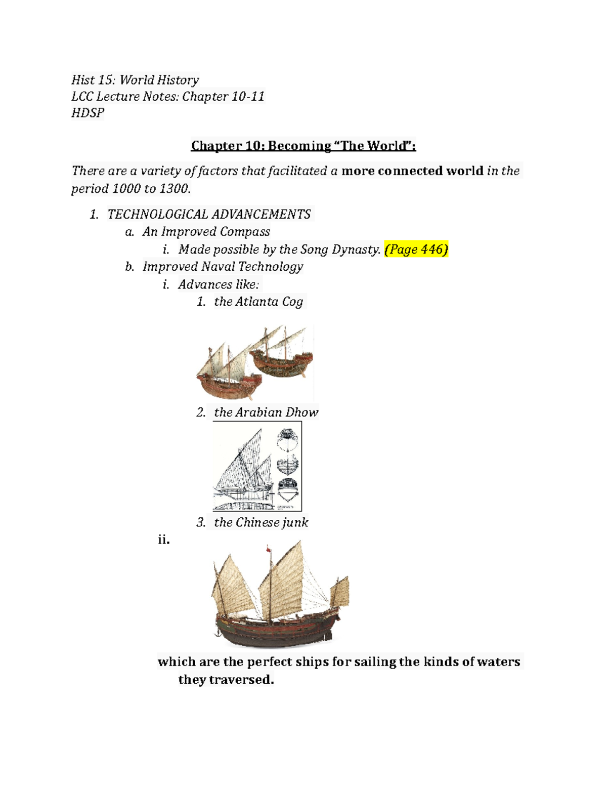Hist 15 Lecture Notes: Chapters 10-11 - Connectivity in World History ...