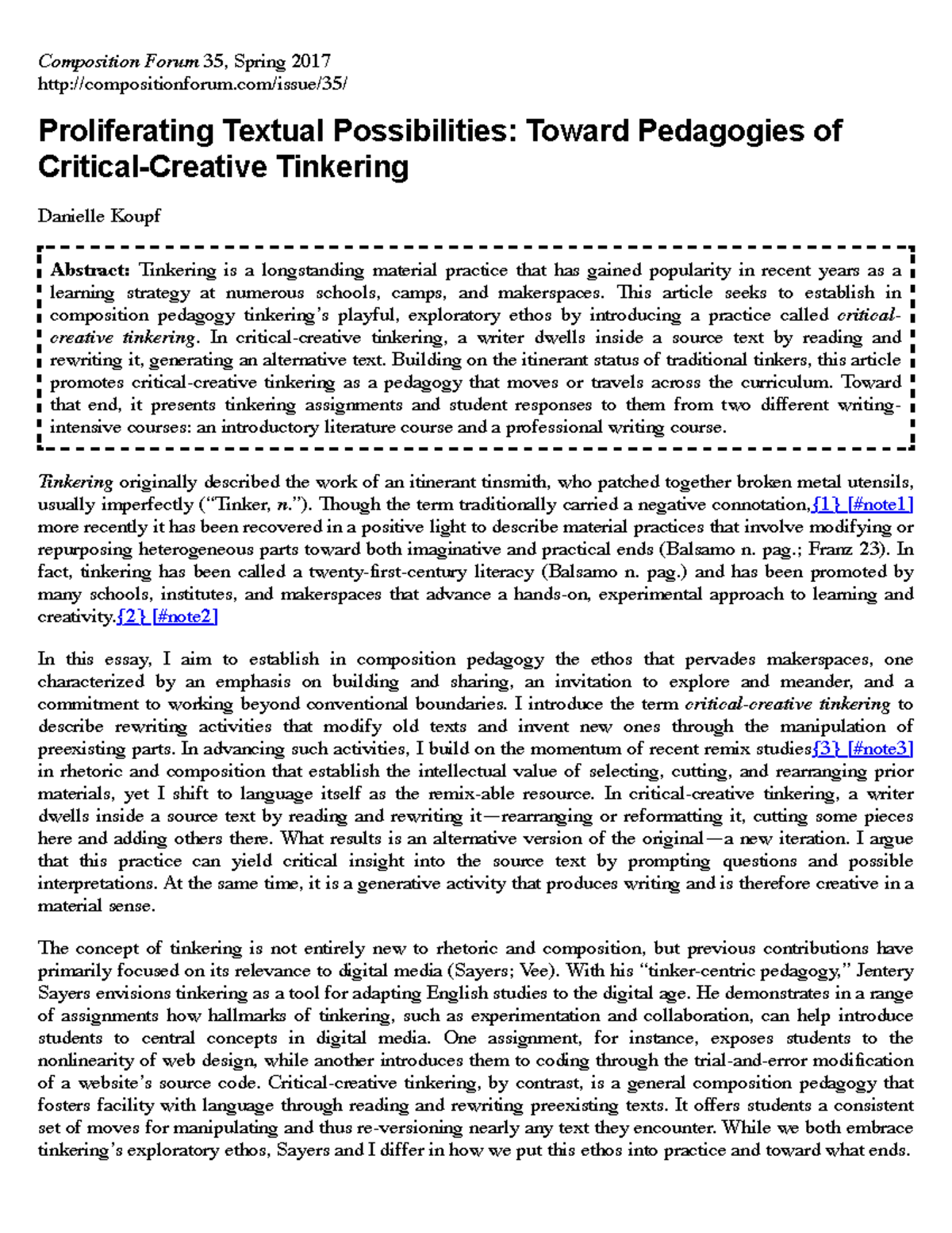 Proliferating Textual Possibilities: Exploring Critical-Creative ...