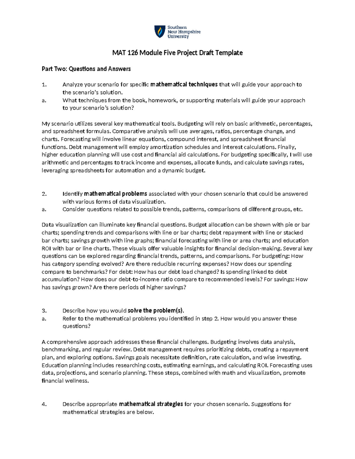 MAT 126 Module Five Project Draft Template - MAT 126 Module Five ...