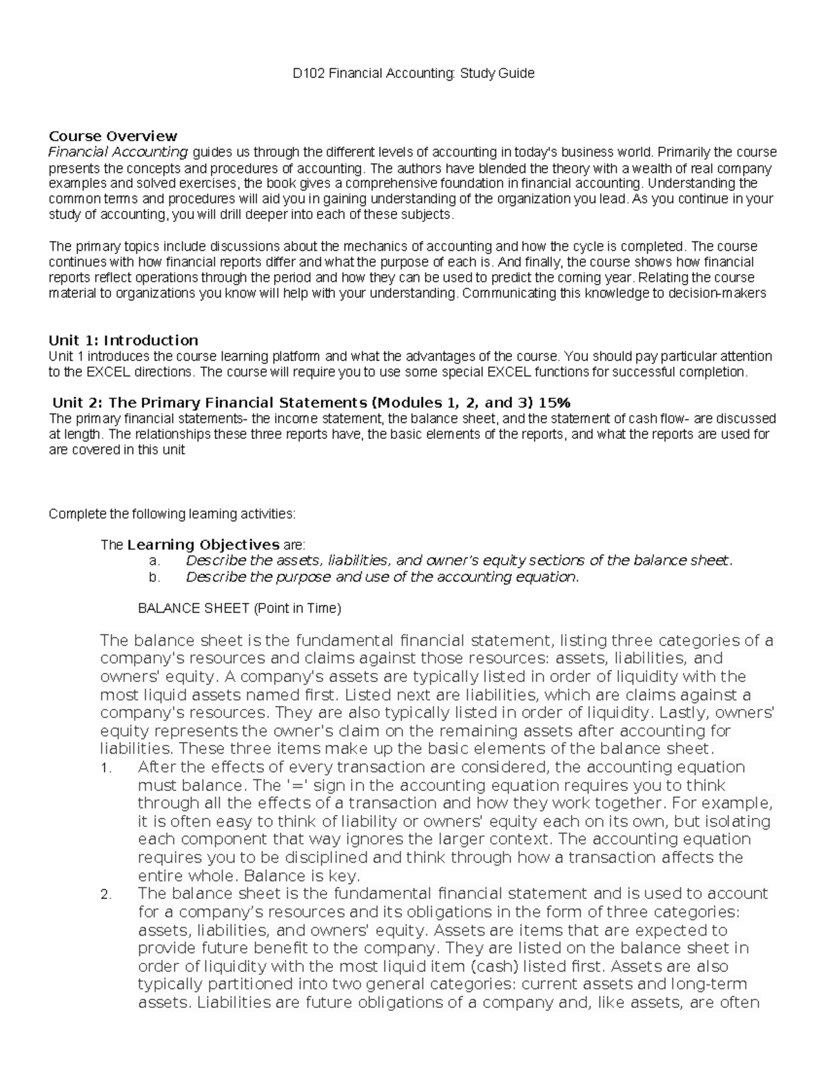 D102 Financial Accounting Study Guide: Key Concepts & Procedures - Studocu