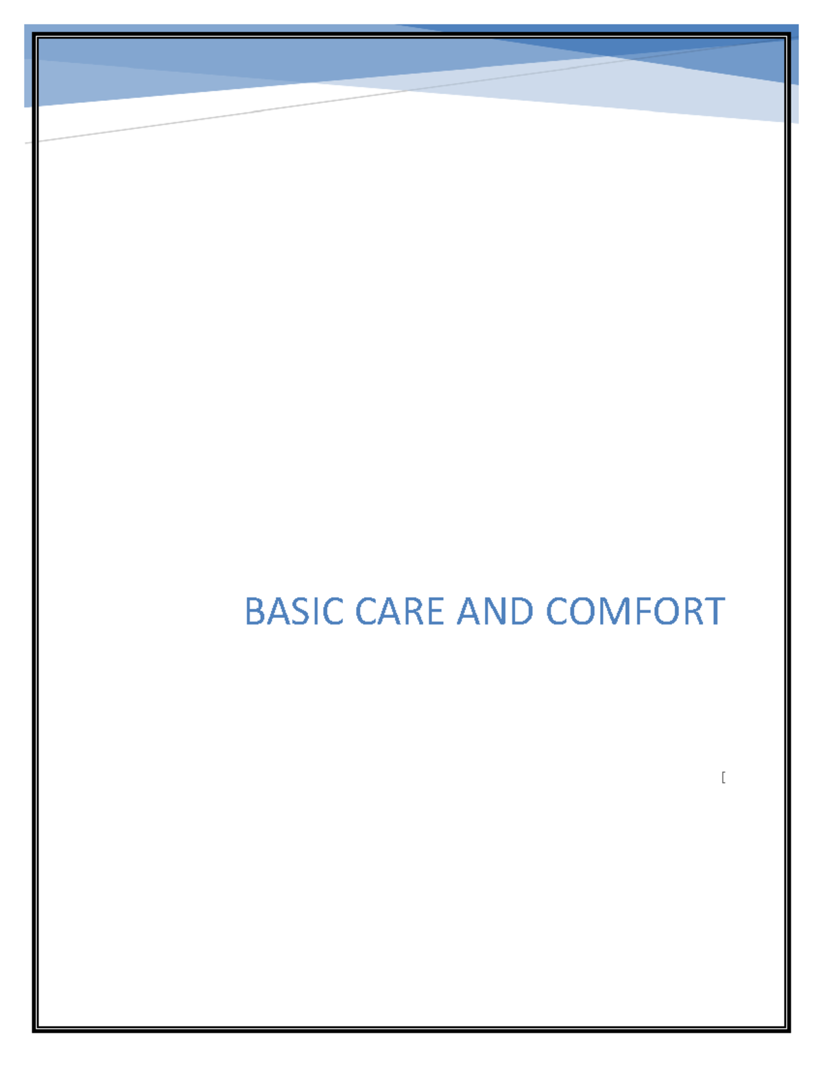 Basic Care and Comfort Manual - BASIC CARE AND COMFORT [ Lesson 5 Basic ...
