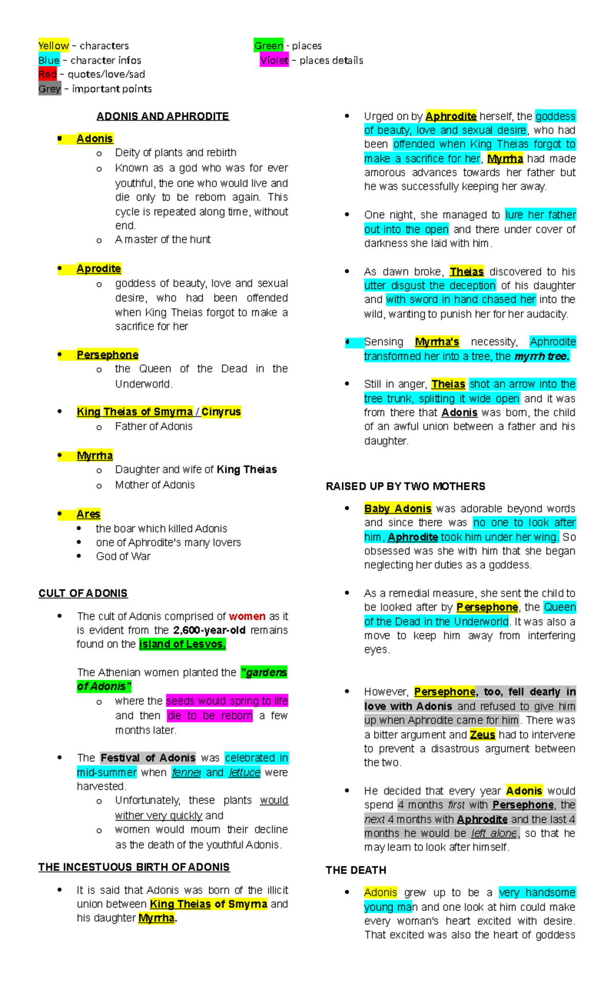 Adonis and Aphrodite: A Study of Mythology and Love (ENG 101) - Studocu