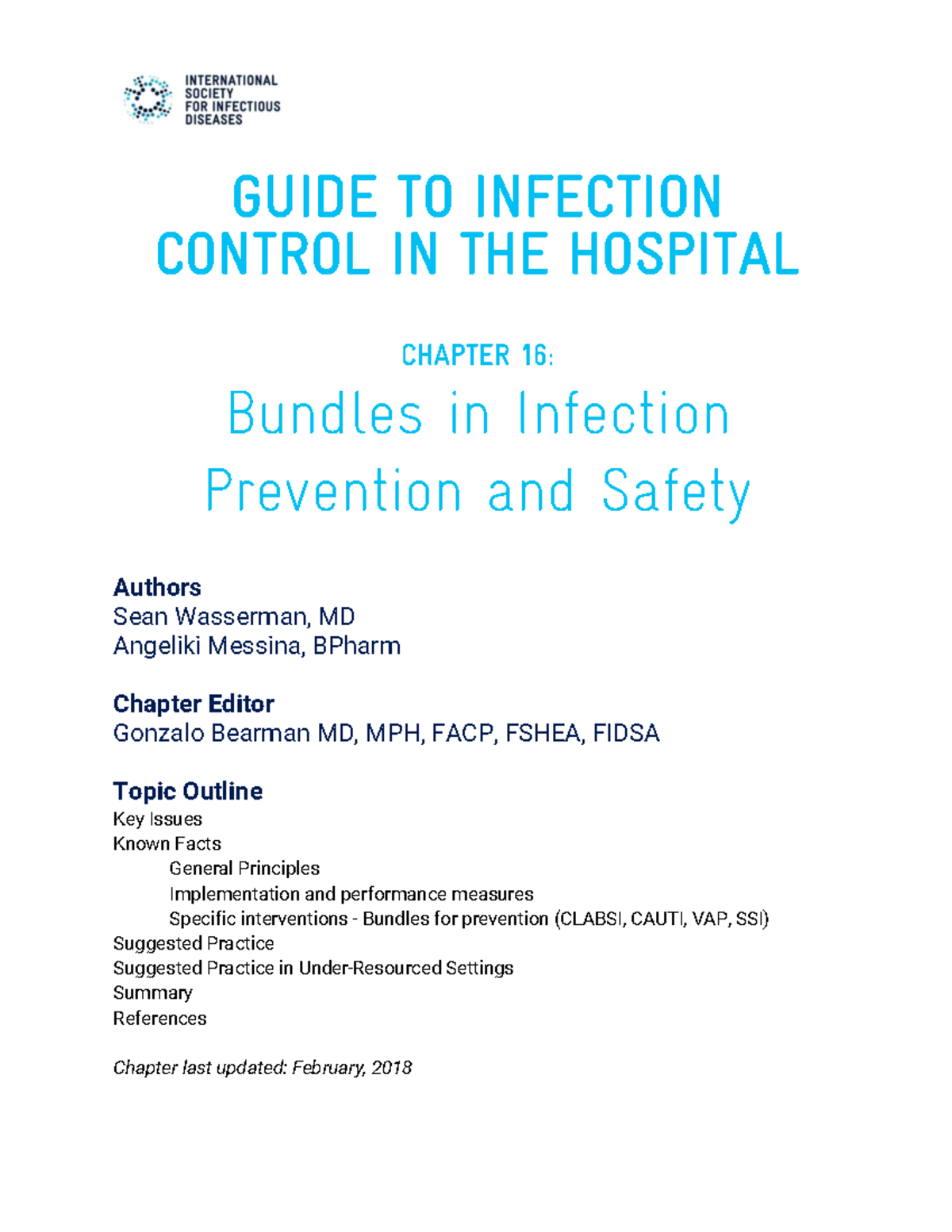 ISID Infection Control Guide CH 16: Bundles for Prevention and Safety ...