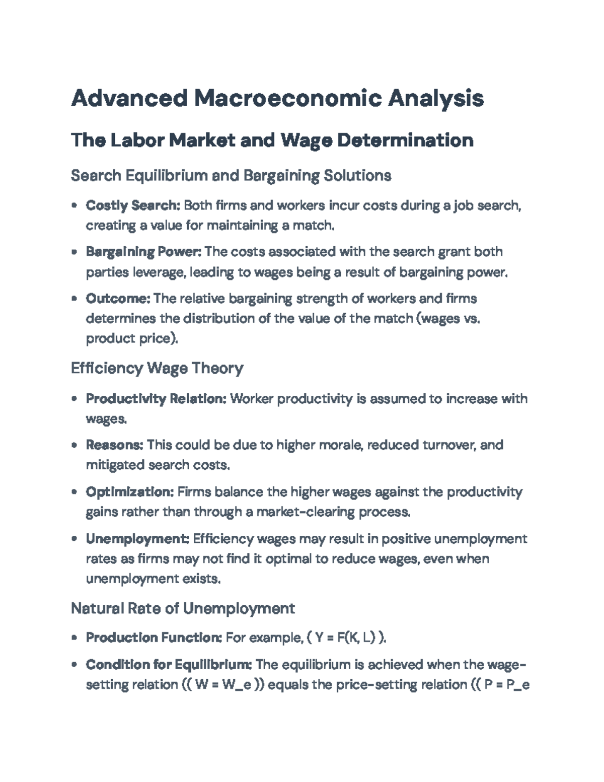 Advanced Macroeconomic Analysis: Dynamics of Inflation and Labor ...