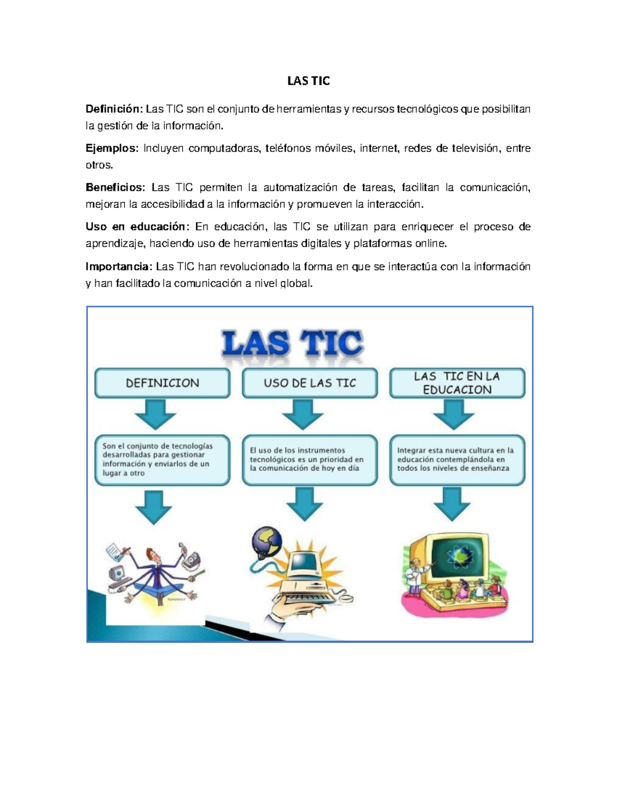 LAS TIC - Trabajo sobre Las Tic - LAS TIC Definición: Las TIC son el ...